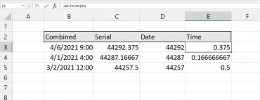 How to extract the date and time from a serial date in Excel