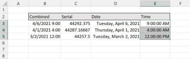 How to extract the date and time from a serial date in Excel