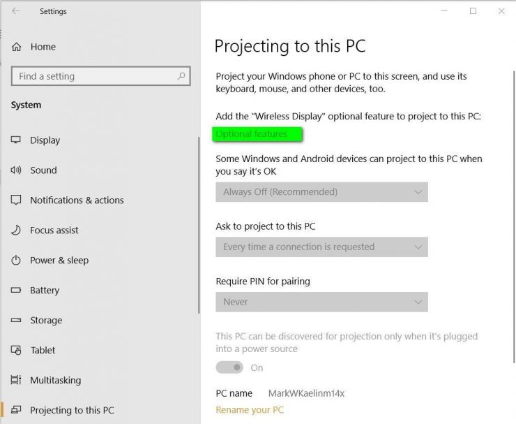 How to install and activate the Windows 10 Projecting to this PC feature