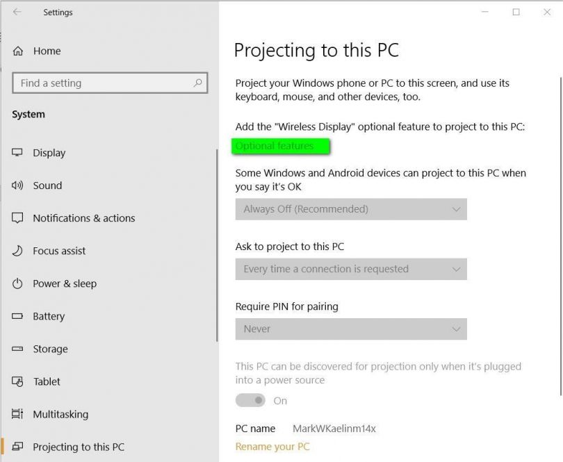 How to install and activate the Windows 10 Projecting to this PC feature