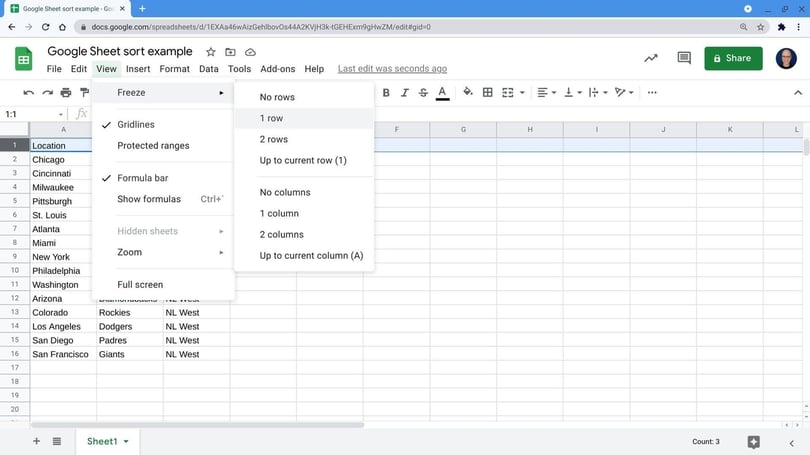 How to alphabetize in Google Sheets