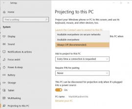 How to install and activate the Windows 10 Projecting to this PC feature