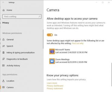 How to set up camera privacy settings in Windows 10 | TechRepublic