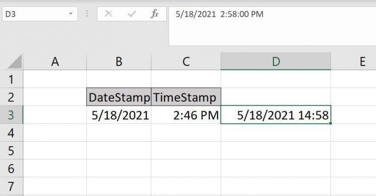 How to add a timestamp to an Excel record