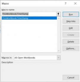 How to add a timestamp to an Excel record
