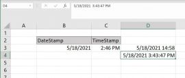 How to add a timestamp to an Excel record