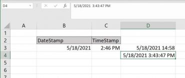 How to add a timestamp to an Excel record