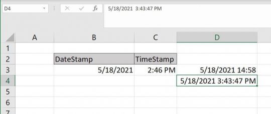 How to add a timestamp to an Excel record