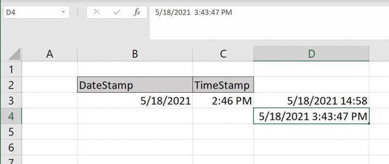 How to add a timestamp to an Excel record