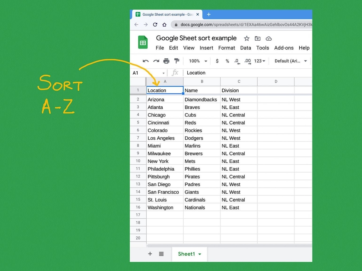 How to alphabetize in Google Sheets
