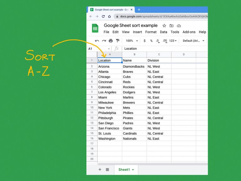 How to alphabetize in Google Sheets