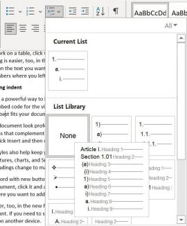 How to create a numbered list without the hanging indent in Word