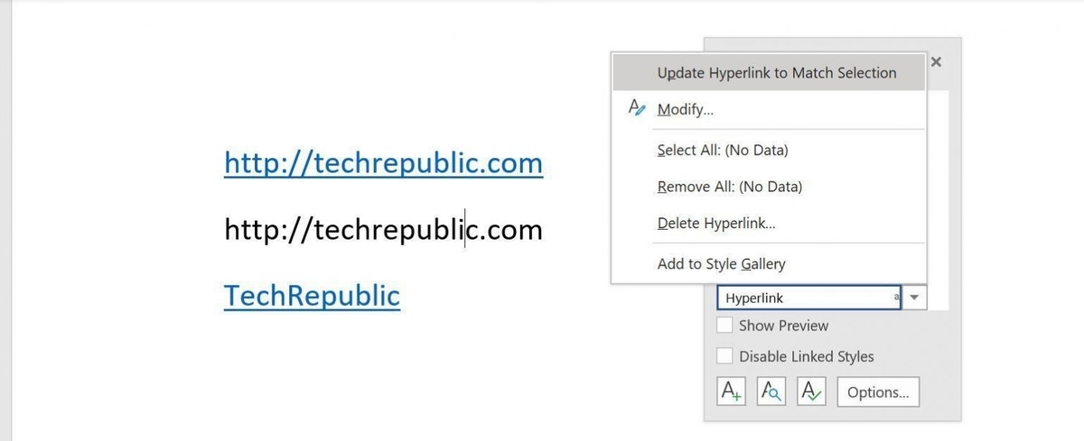 How to control a hyperlink's appearance in Microsoft Word - TechRepublic