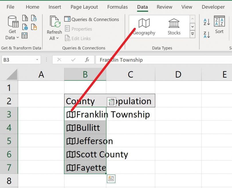 How to use the Geography data type to quickly add a map chart in Excel ...