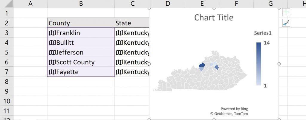 How to use the Geography data type to quickly add a map chart in Excel ...