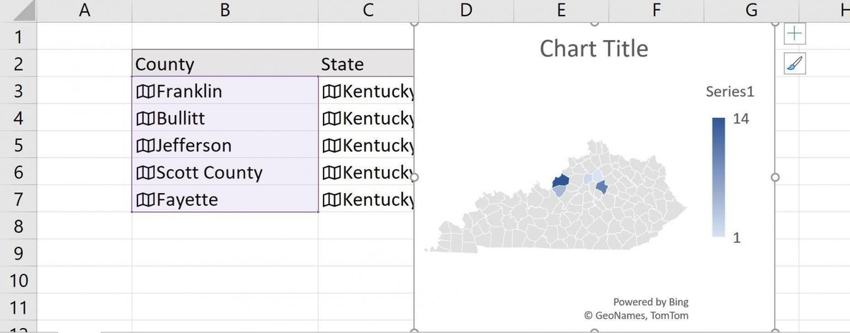 How to use the Geography data type to quickly add a map chart in Excel ...