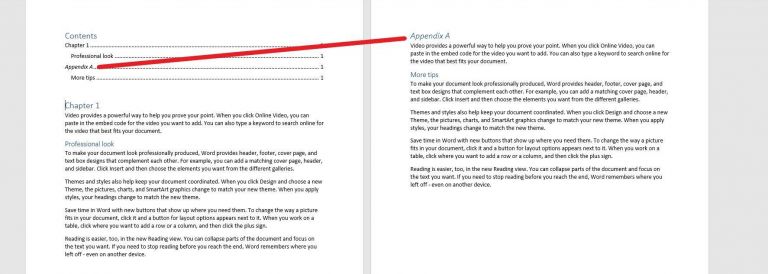 How to add an appendix to a table of contents in Microsoft Word ...