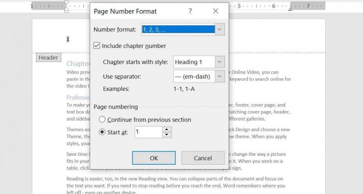 How to include the chapter number with a Word document's page number ...