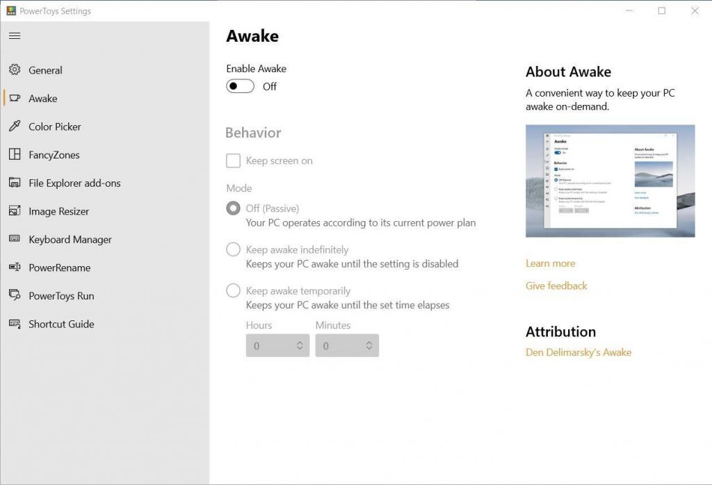 Windows 10 PowerToys: How to keep your PC awake without changing settings