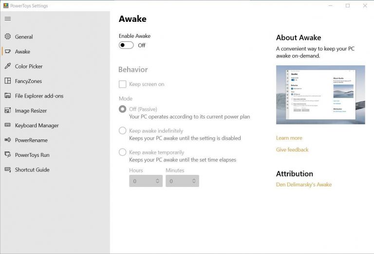 Windows 10 PowerToys: How to keep your PC awake without changing settings
