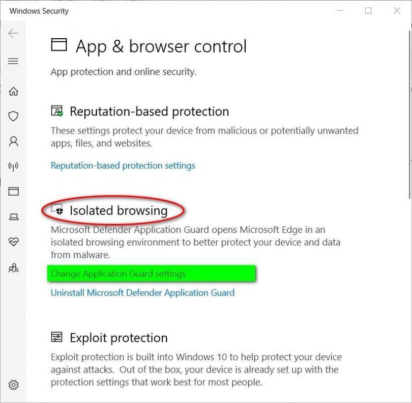 如何在 Windows 10 中激活 Microsoft Defender 应用程序防护