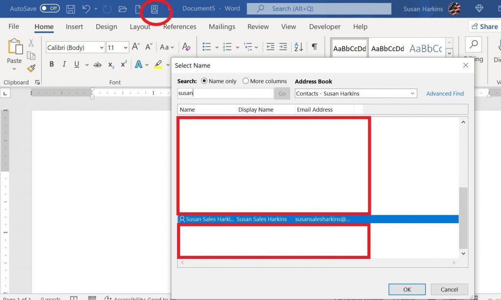 How to quickly insert contact information into a Word document ...