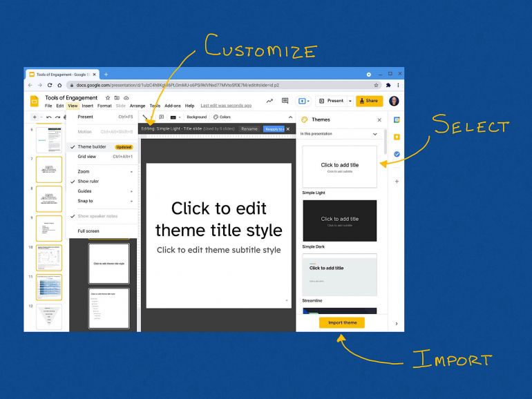 How to select, import and customize Google Slides themes - TechRepublic