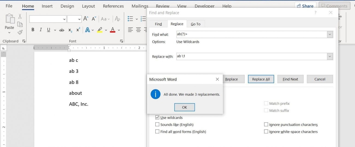 如何使用 Word 中的替换功能在字符串中间插入空格字符 - Flnug.com