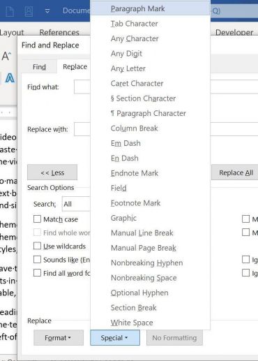 How to use Replace to remove or add hard returns in a Word document ...