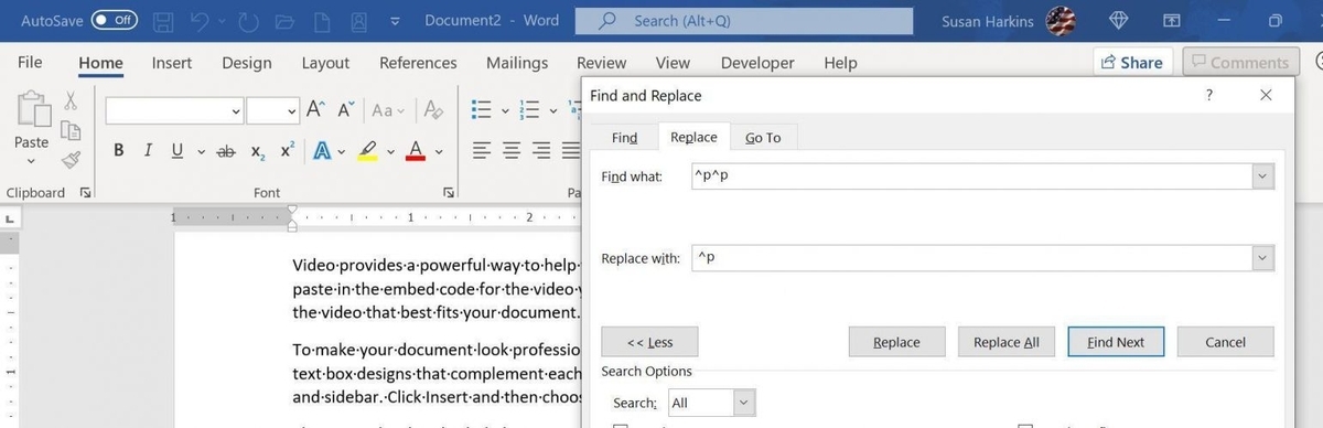 How to use Replace to remove or add hard returns in a Word document ...
