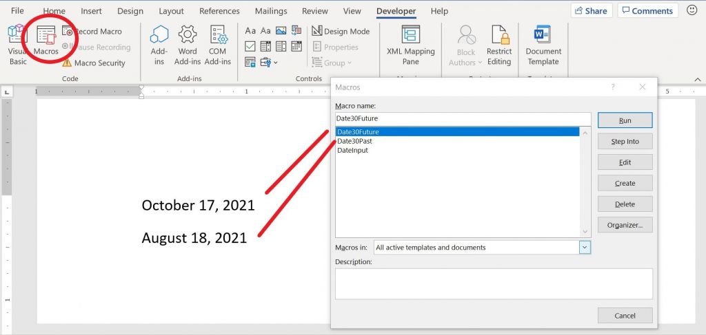 How to automate entering dates with VBA in a Word document - TechRepublic