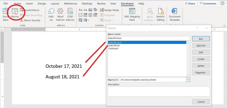 How to automate entering dates with VBA in a Word document - TechRepublic