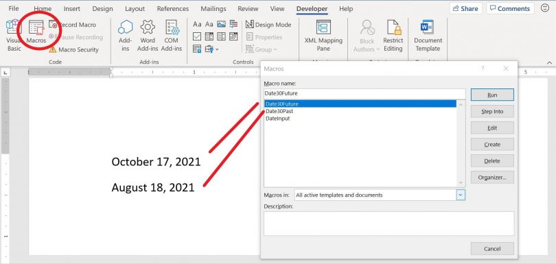 How to automate entering dates with VBA in a Word document - TechRepublic