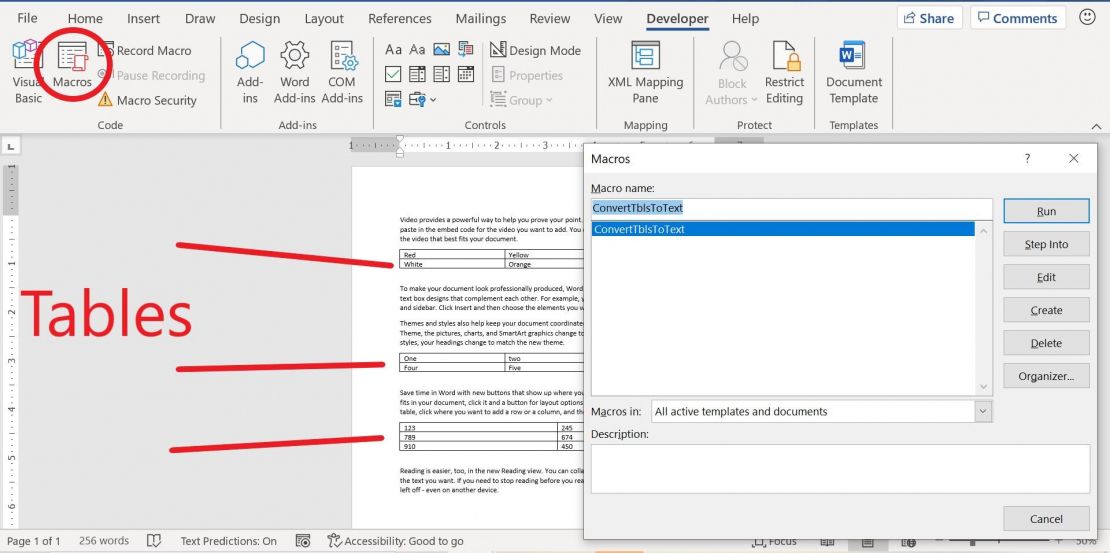 How to use VBA to modify tables in Microsoft Word