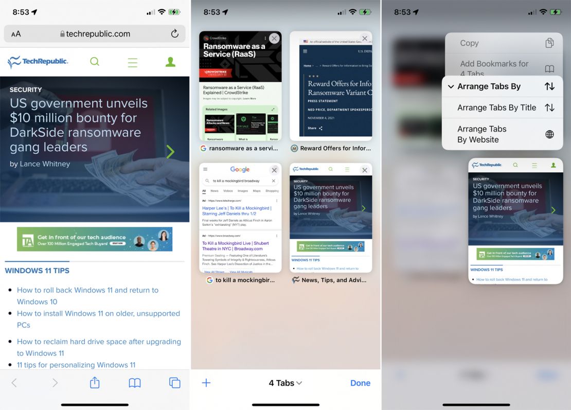 How to use and manage your tabs in mobile Safari on an iPhone ...
