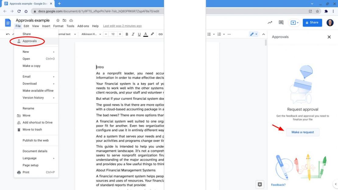 How to request and track approvals with Google Docs, Sheets and Slides