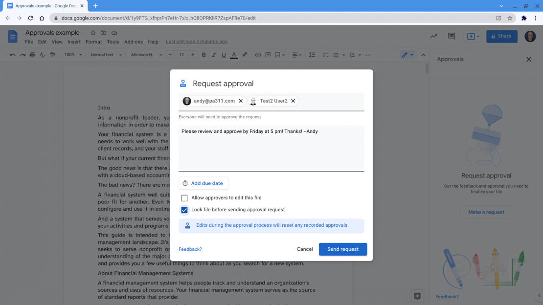 How to request and track approvals with Google Docs, Sheets and Slides