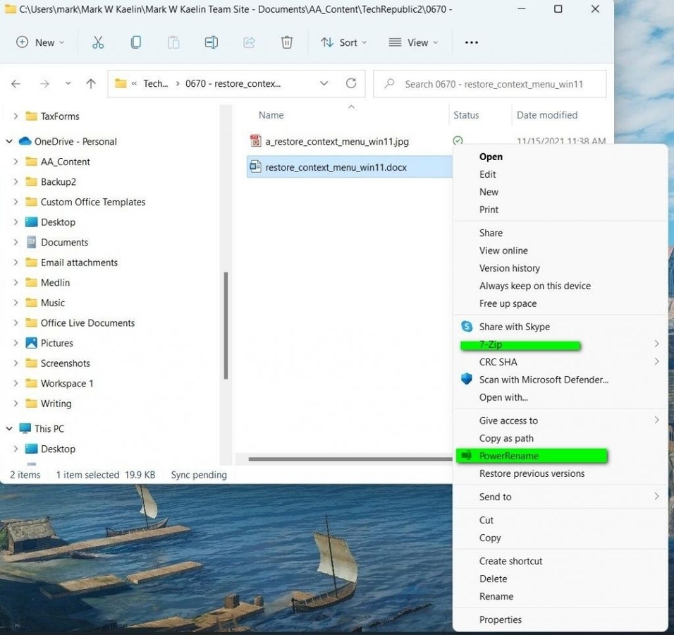 How to restore the full context menu to File Explorer in Windows 11