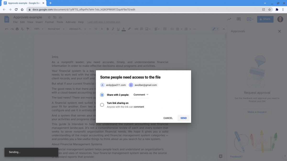 How to request and track approvals with Google Docs, Sheets and Slides