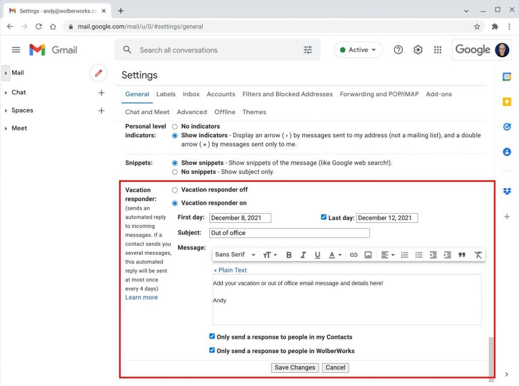 How to configure Google Workspace for a vacation | TechRepublic