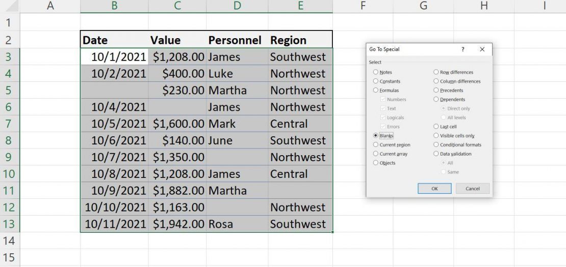 3 ways to quickly deal with blank cells in an Excel sheet | TechRepublic