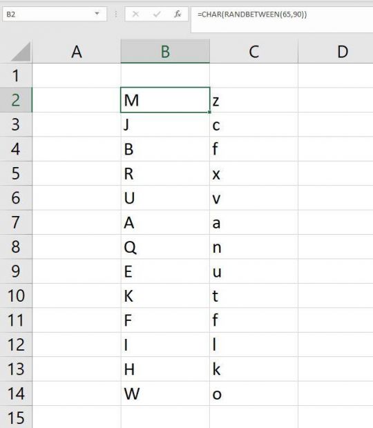 How to generate random letters in Excel - TechRepublic