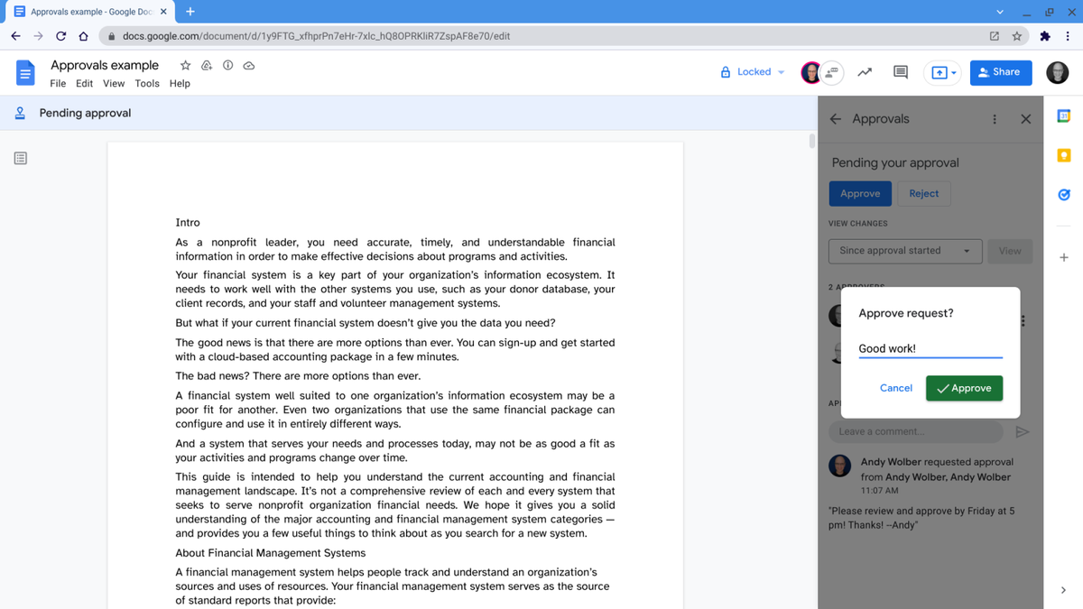 How to request and track approvals with Google Docs, Sheets and Slides