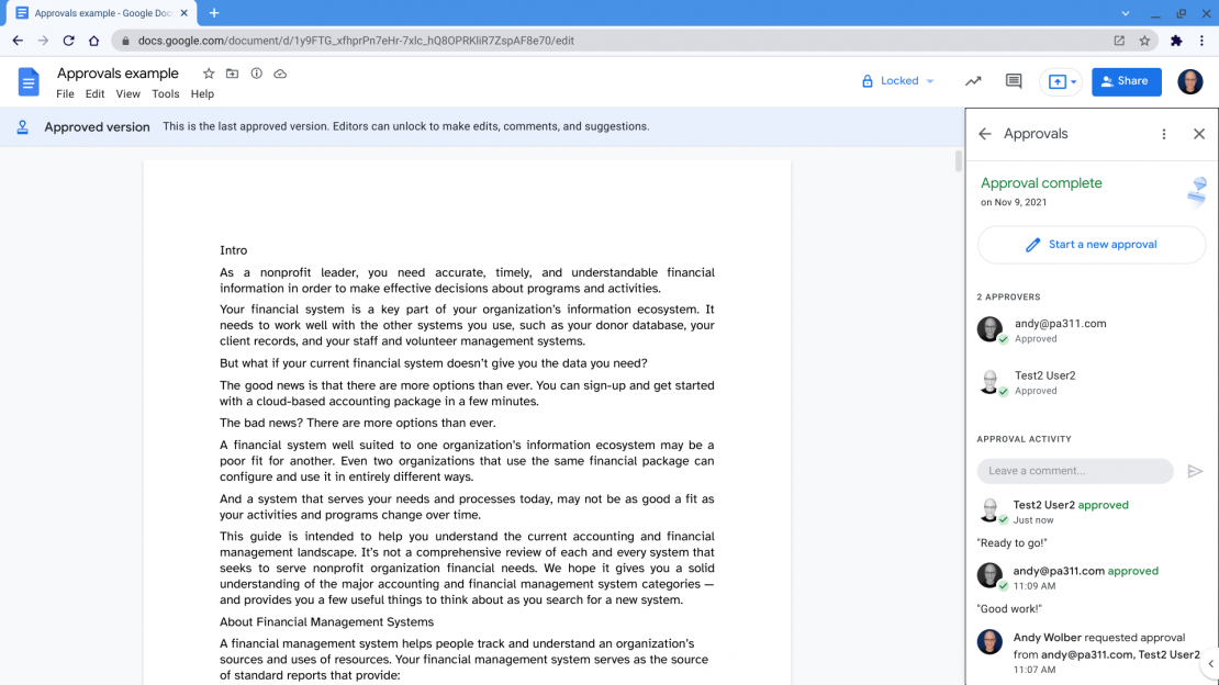 How to request and track approvals with Google Docs, Sheets and Slides
