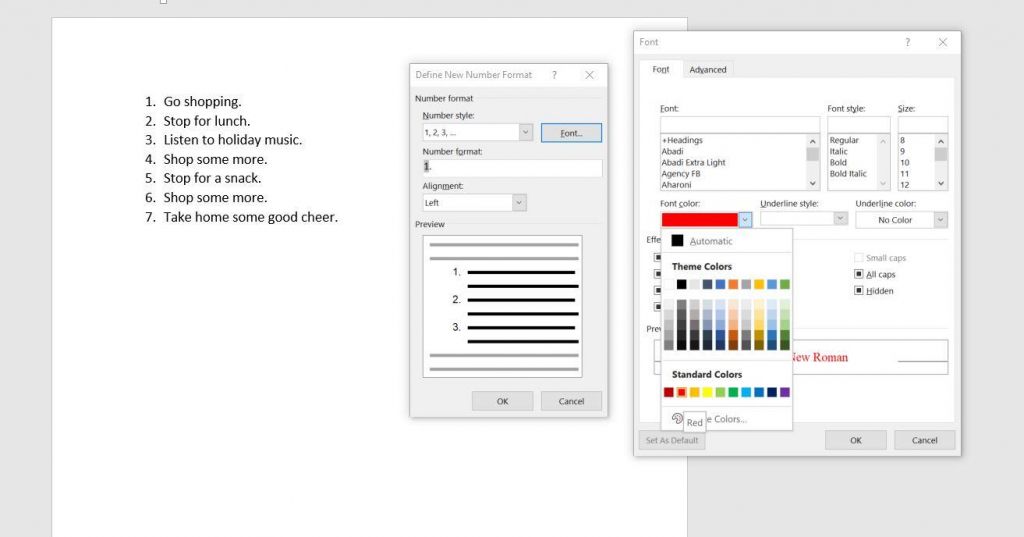3 ways to add color to the numbers in a numbered list in Word ...