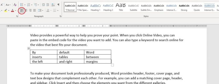 How to Control a Word Table’s Horizontal Alignment