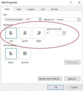 How to Control a Word Table’s Horizontal Alignment
