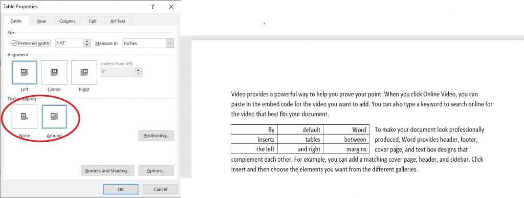 How to Control a Word Table’s Horizontal Alignment