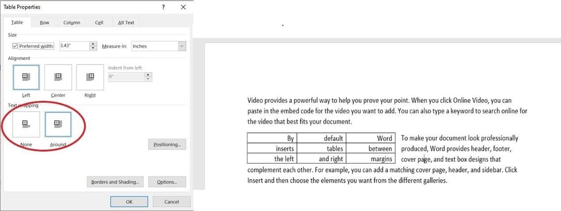 How to Control a Word Table’s Horizontal Alignment