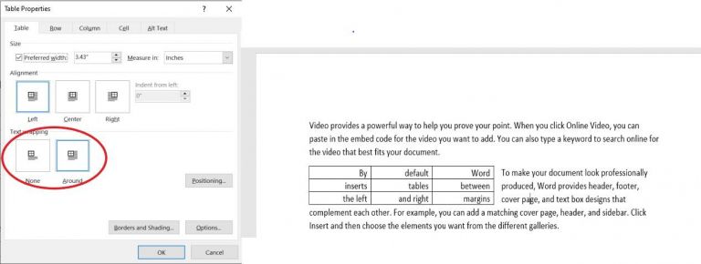 How to Control a Word Table’s Horizontal Alignment